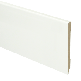 Vochtwerende MDF plint Modern 9x120mm Gelakt Verkeerswit RAL9016 - 15980