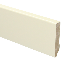 Vochtwerende MDF plint Modern 12x70mm Gelakt Crèmewit RAL9001 - 15924